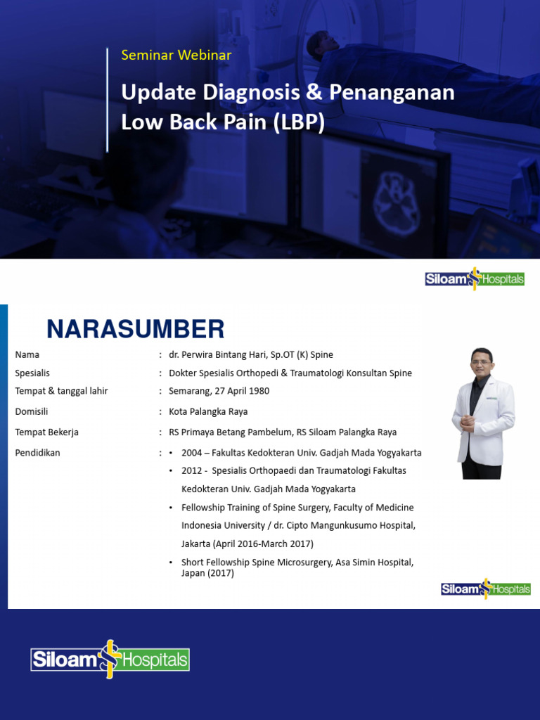 Webinar Diagnosis & Penanganan LBP | PDF