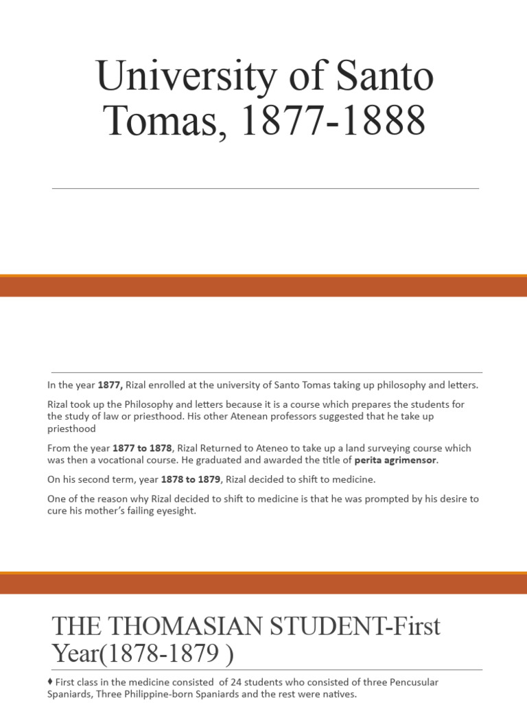 University of Santo Tomas, 1877-1888 | PDF