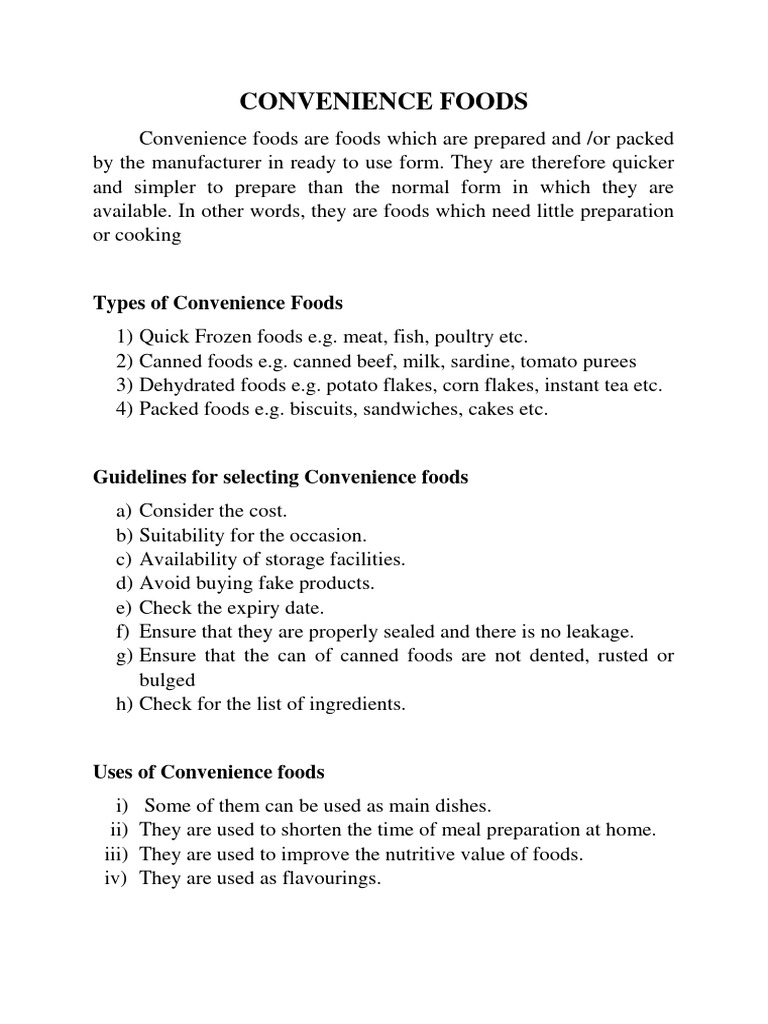 9125 Week 1 2 Convenience Foods PDF Technology Engineering