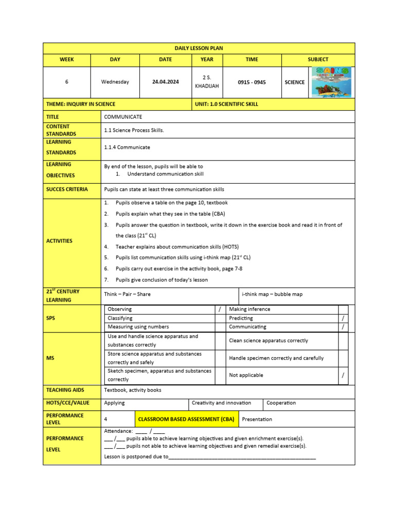 M6 RPH SNS 2 KDJ | PDF | Science | Lesson Plan