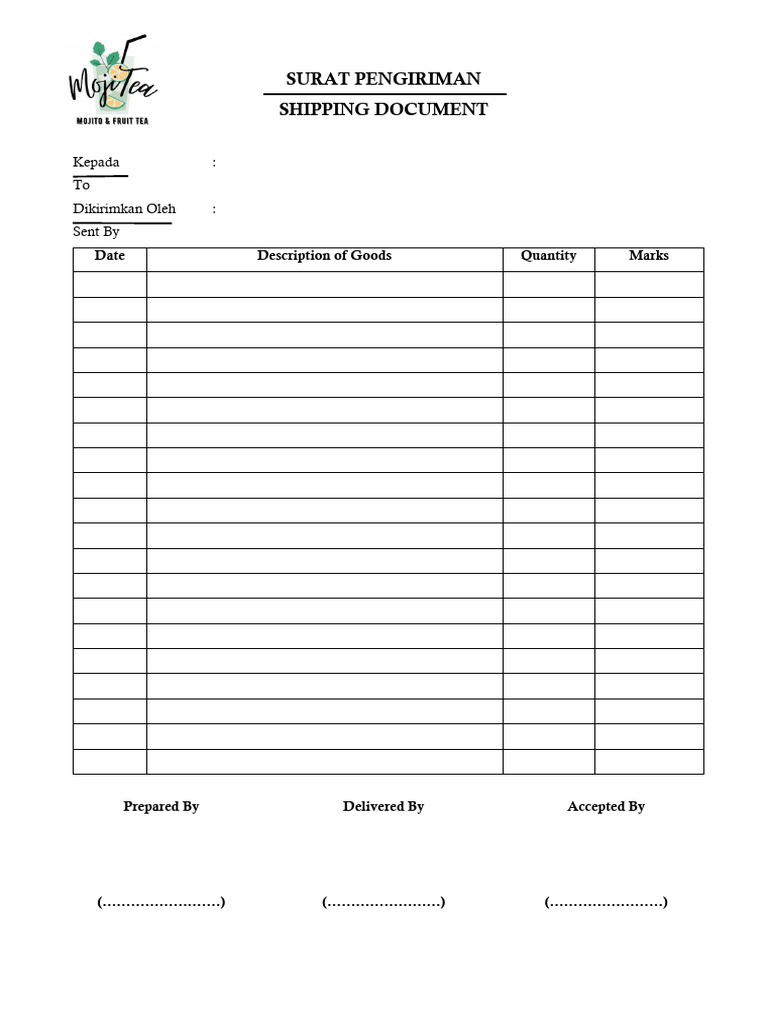 Shipping Document Template | PDF