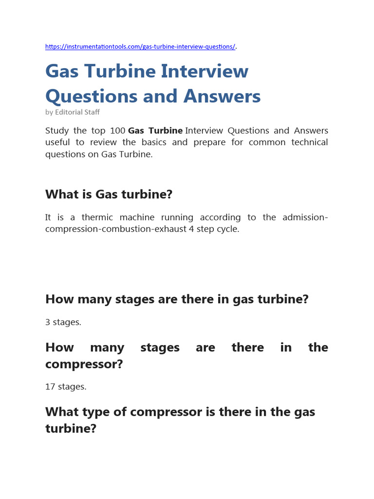 Gas turbine interview questions | PDF | Turbine | Gas Turbine