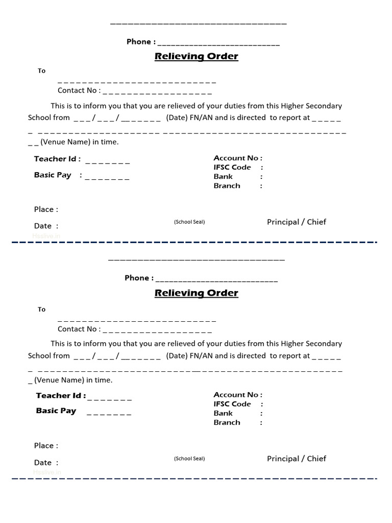 Hsslive-Relieving Order-Format | PDF
