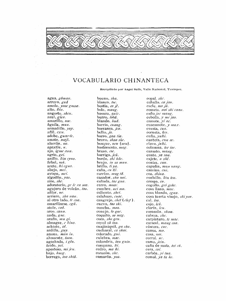Vocabulario Chinanteco Básico | PDF | Ciencias sociales | Libros para ...