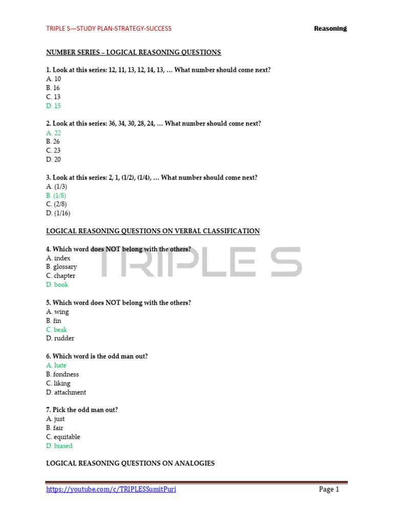 Logical Reasoning Practice Questions | PDF