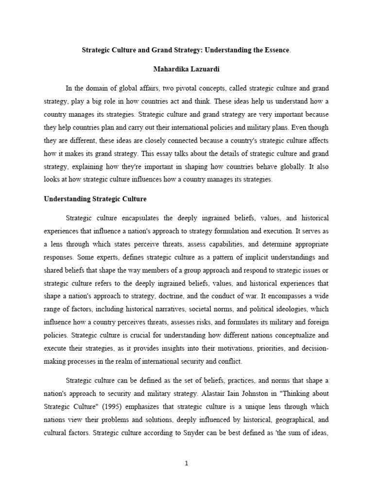 Strategic Culture and Grand Strategy | PDF | Grand Strategy | China