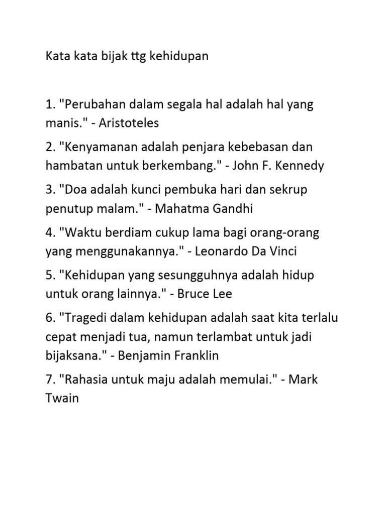 Kata Bijak untuk Motivasi Hidup | PDF