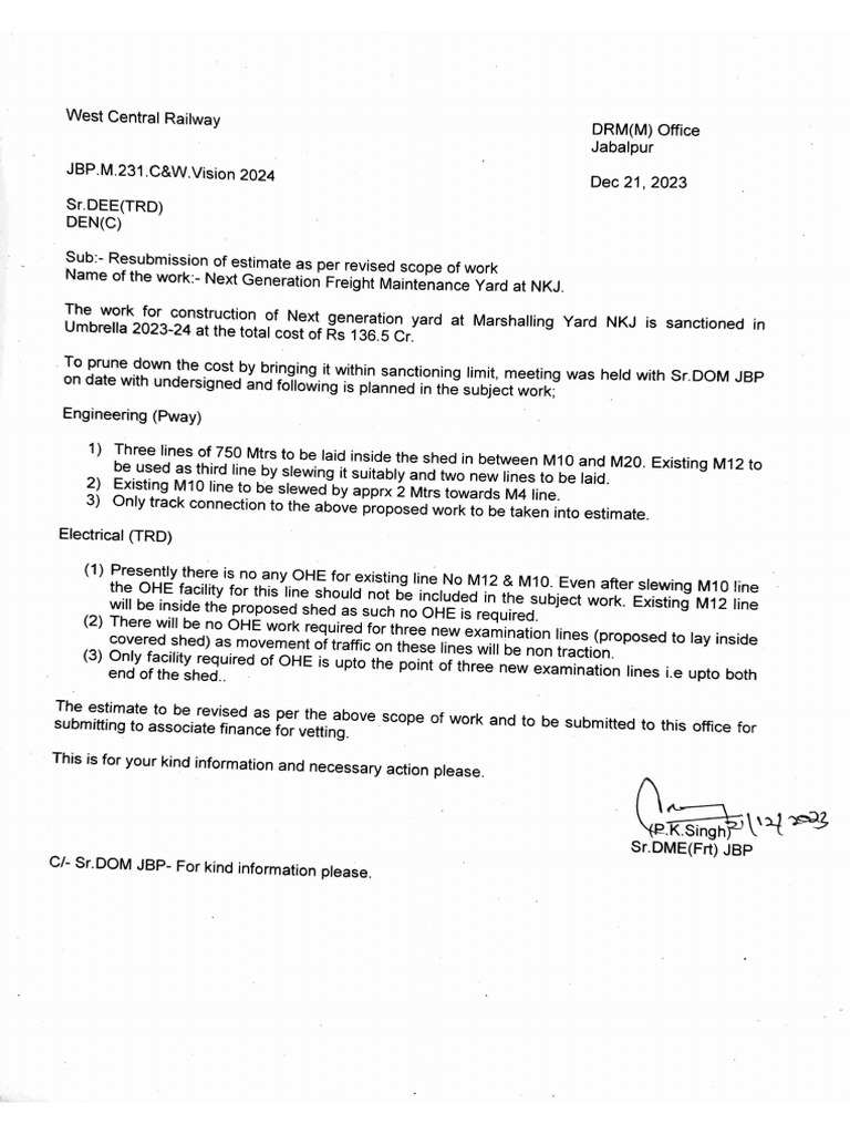 Resubmission of Estimate As Per Revised Scope of Work | PDF