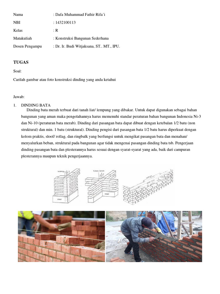 Trugas Konstruksi Dinding | PDF