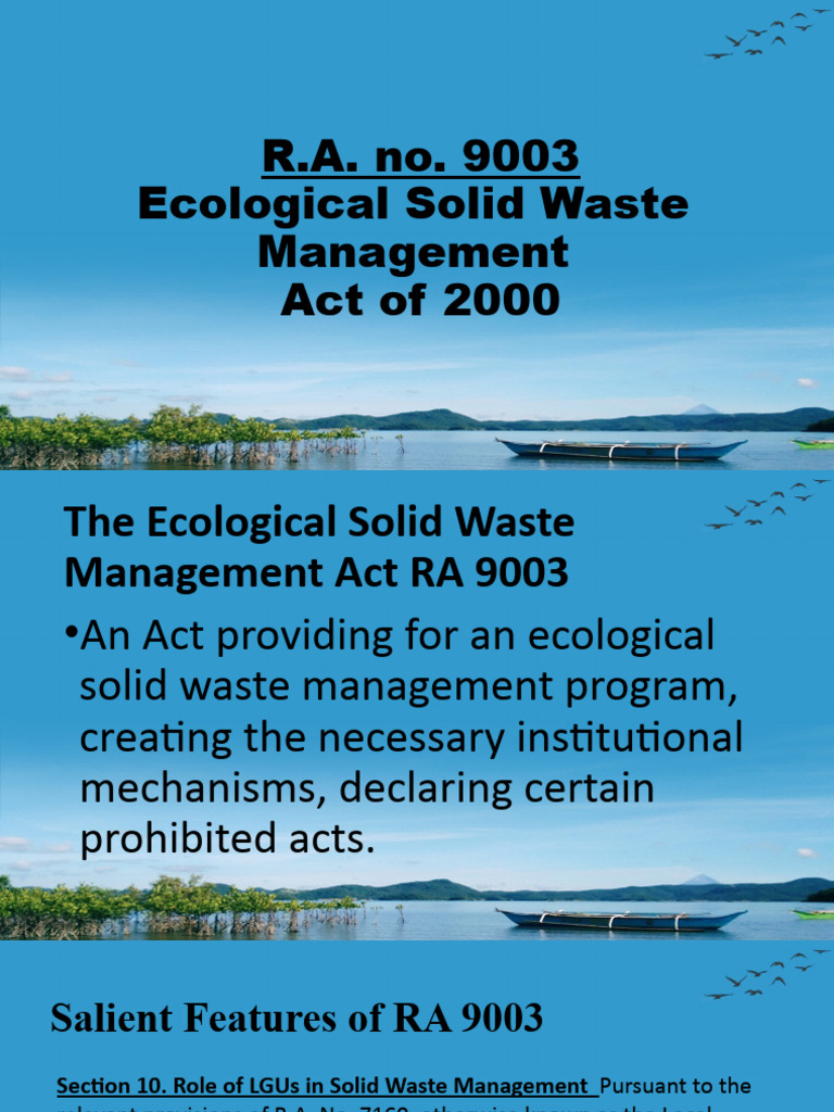 Presentation RA 9003 SSU 2024 | PDF | Waste Management | Recycling