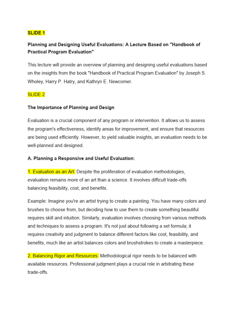 Planning and Designing Useful Evaluations | PDF | Evaluation | Program Evaluation