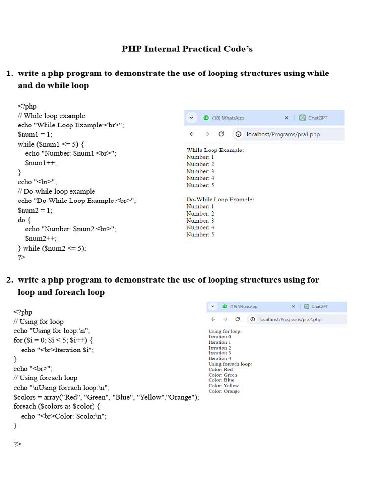 PHP Internal Practical Code's | PDF | Computer Programming | Software ...