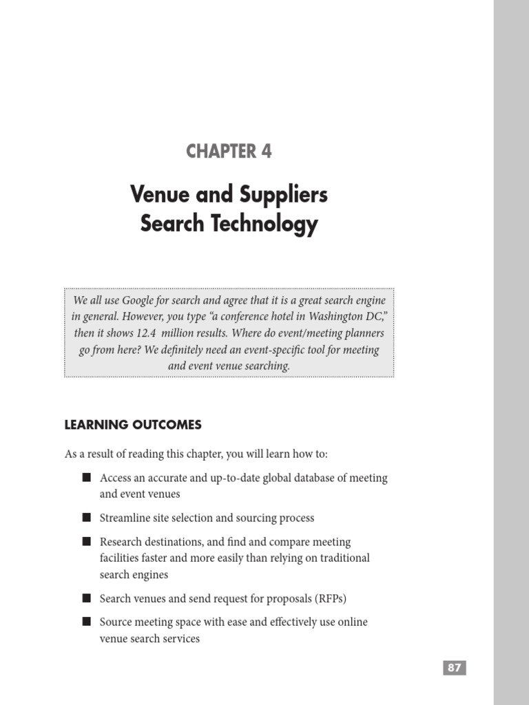 CHAPTER 4 Venue and Suppliers Search Engine Technology | PDF | Request For Proposal | Internet