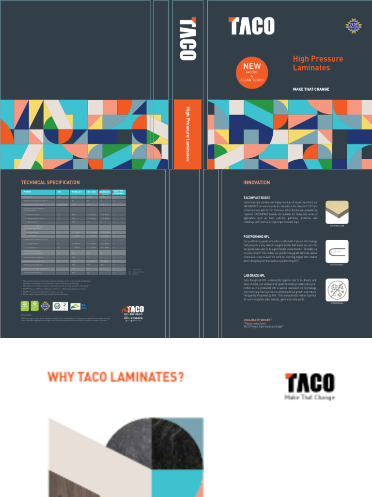 TACO HPL Product Specifications Guide | PDF | Nature
