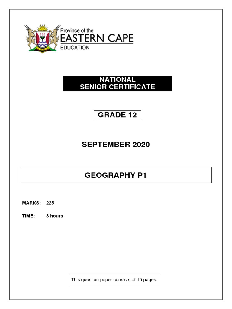 Geography p1 Gr12 QP Sept2020 - English | PDF | Drainage Basin ...