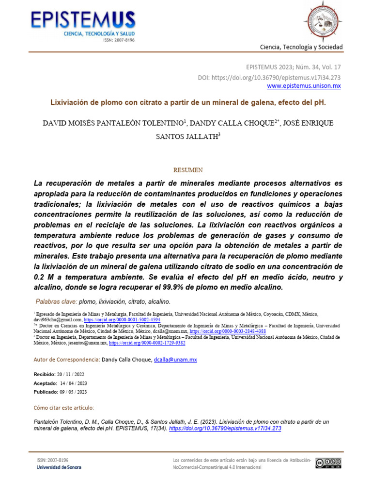 273-Artículo en Plantilla Epistemus-5603-1-10-20230509 | PDF | Ph | Dirigir