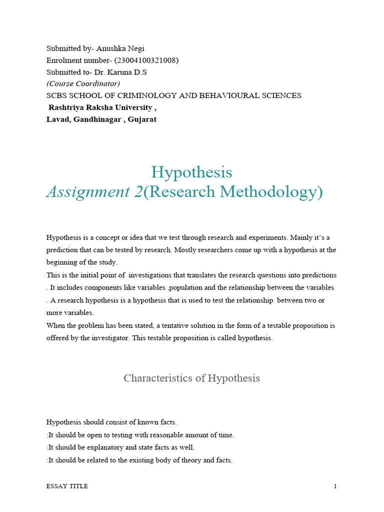 Assignment 2 Research Methodology | PDF | Hypothesis | Theory