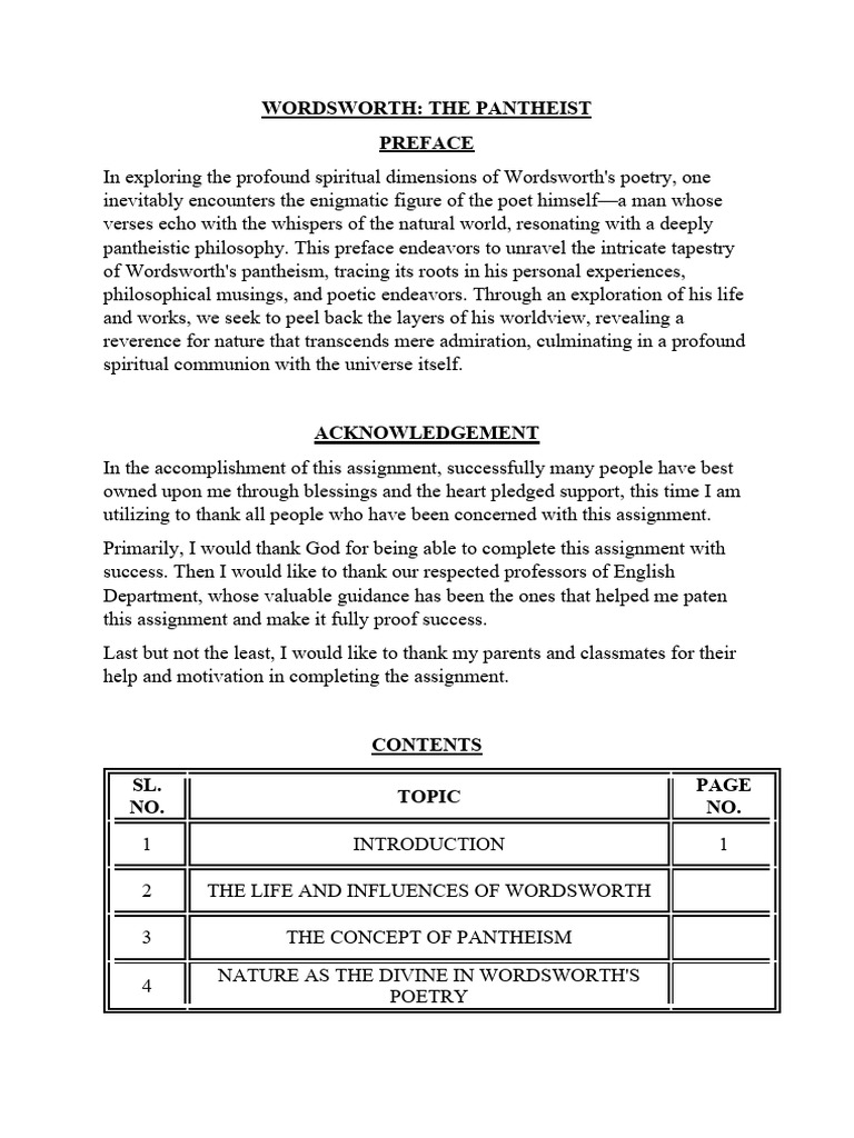 Wordsworth's Pantheistic Philosophy | PDF | William Wordsworth | Pantheism