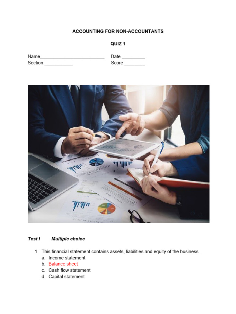 Quiz 1 Introduction To Accounting | PDF | Debits And Credits | Balance ...