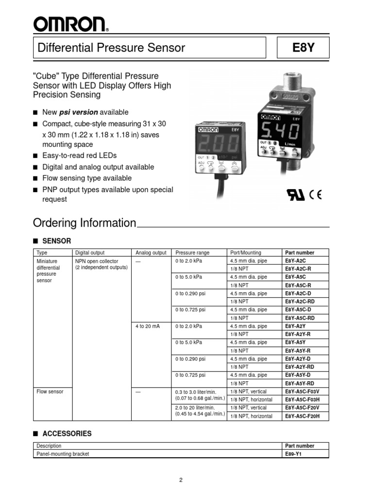 Omron Differential Pressure Sensor | PDF | Pressure Measurement | Hysteresis