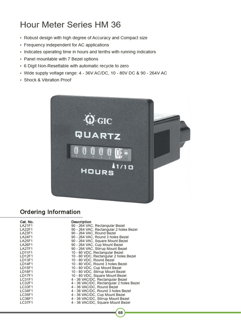 Hour Meter Series HM 36 | PDF | Alternating Current | Electromagnetism