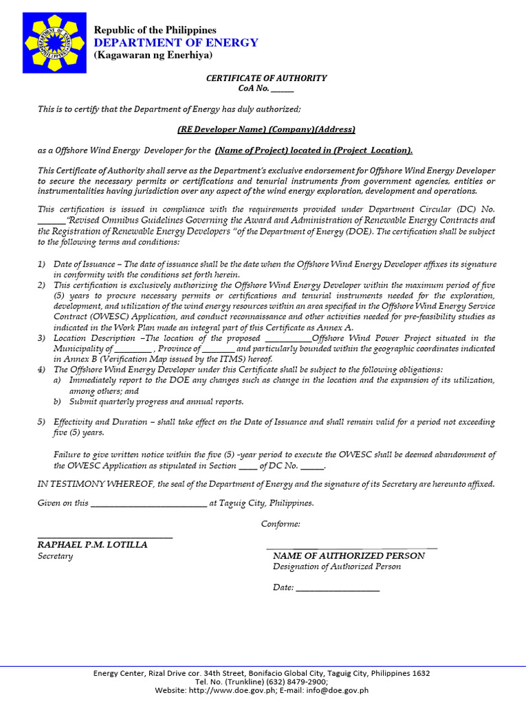 Offshore Wind Energy Developer Certification | PDF | Law
