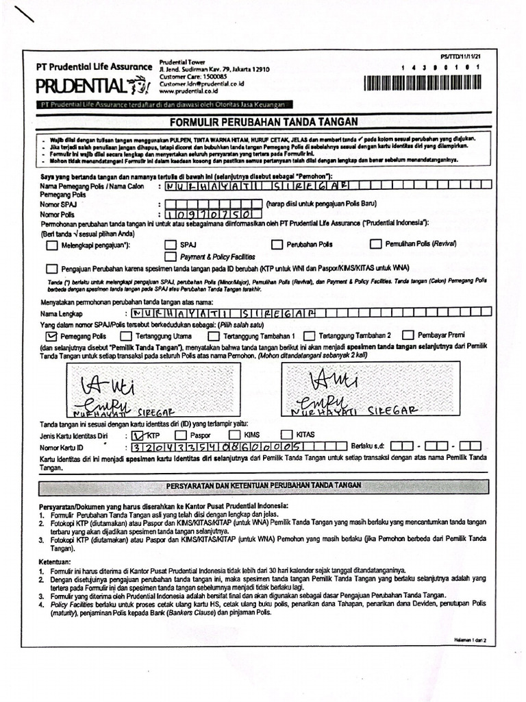 Form Perubahan TTD Yuhu | PDF