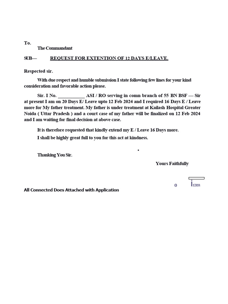 Letter for leave extension | PDF