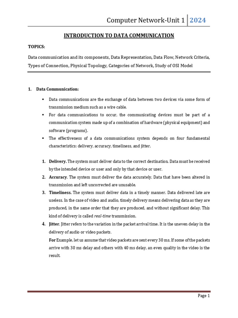 CN Unit 1 - 2 | PDF | Duplex (Telecommunications) | Network Topology