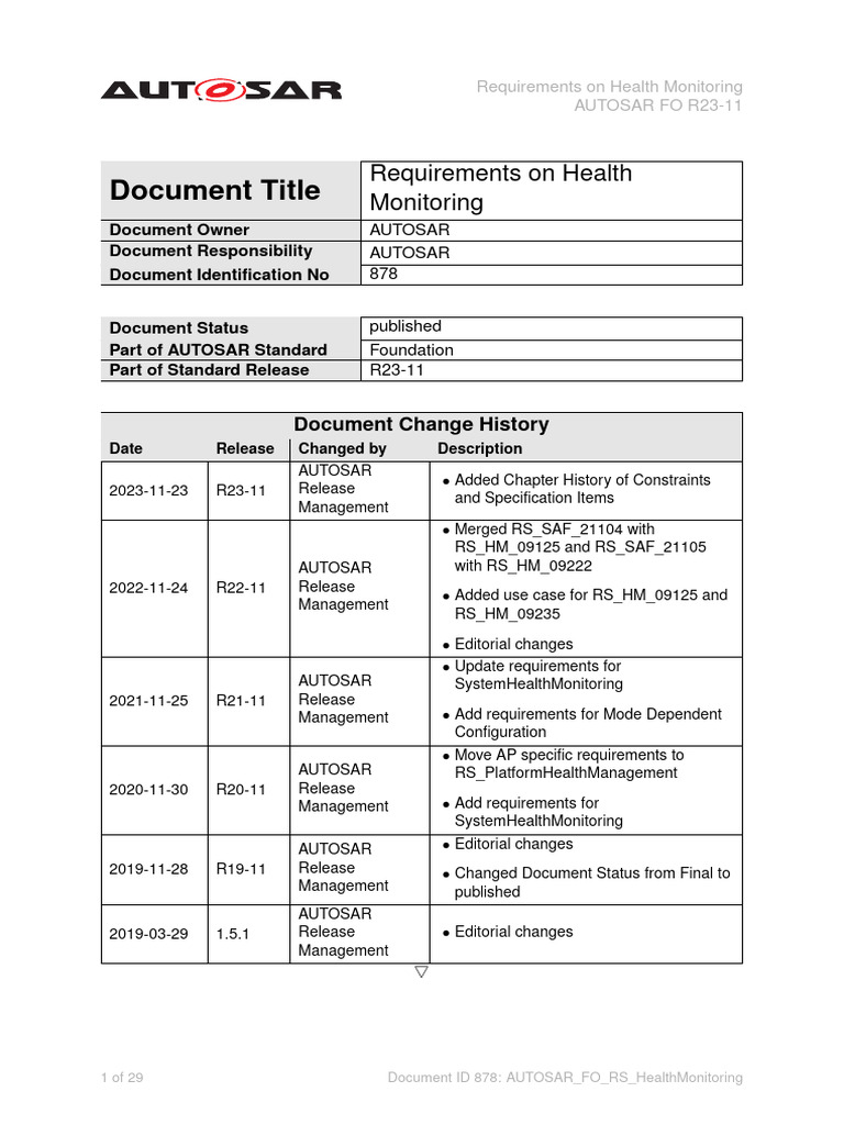 AUTOSAR FO RS HealthMonitoring | PDF | Parallel Computing | Software Development