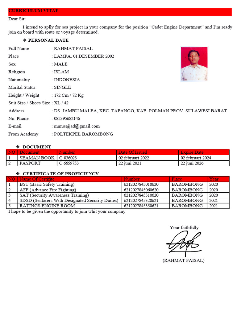 Cv. Rahmat Faisal | PDF