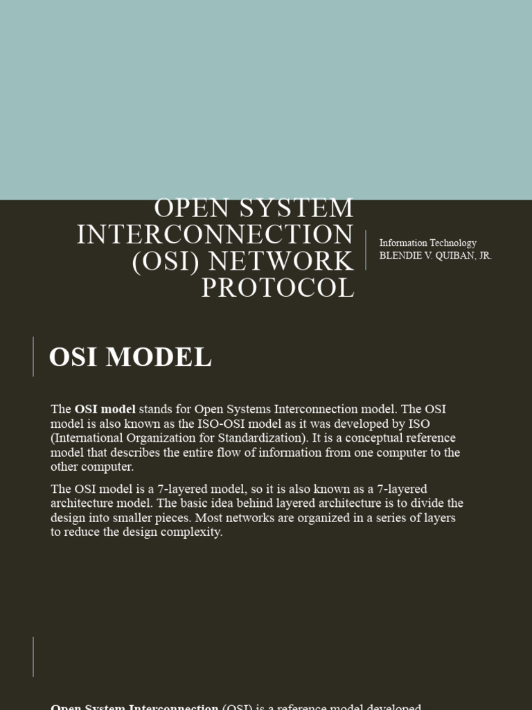 Open System Interconnection (OSI) Network Protocol | PDF | Osi Model ...