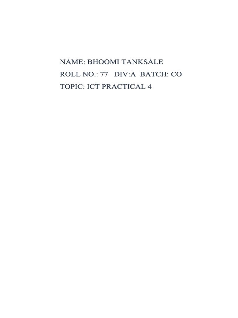 Ict Practical 4 | Download Free PDF | Information Technology | Engineering