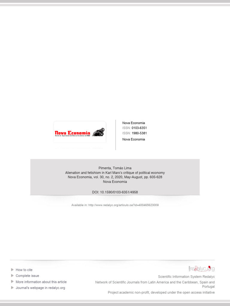 Pimenta Alienatio and Fetichism 2020 | PDF | Marx's Theory Of ...