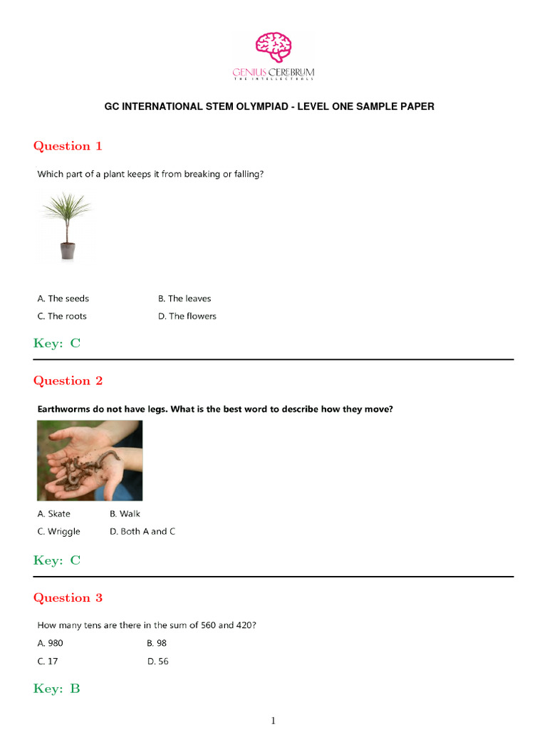 GISTO LEVEL ONE Sample Paper | PDF | Teaching Methods & Materials