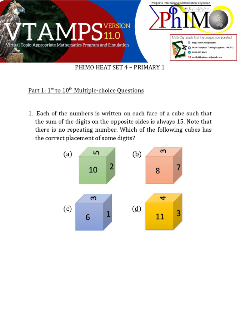VTAMPS 11.0 P1 Set 4 Solman | PDF | Rectangle | Mathematical Concepts