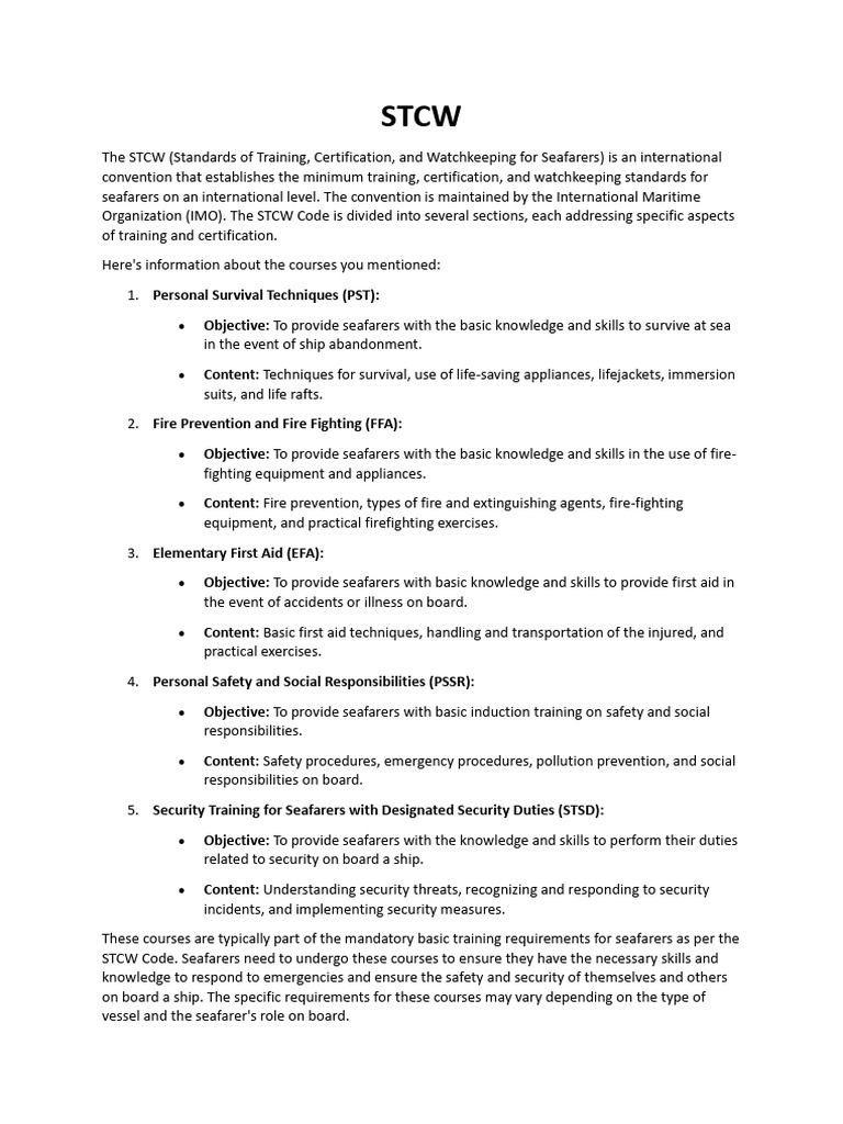 STCW | PDF | First Aid | Firefighting