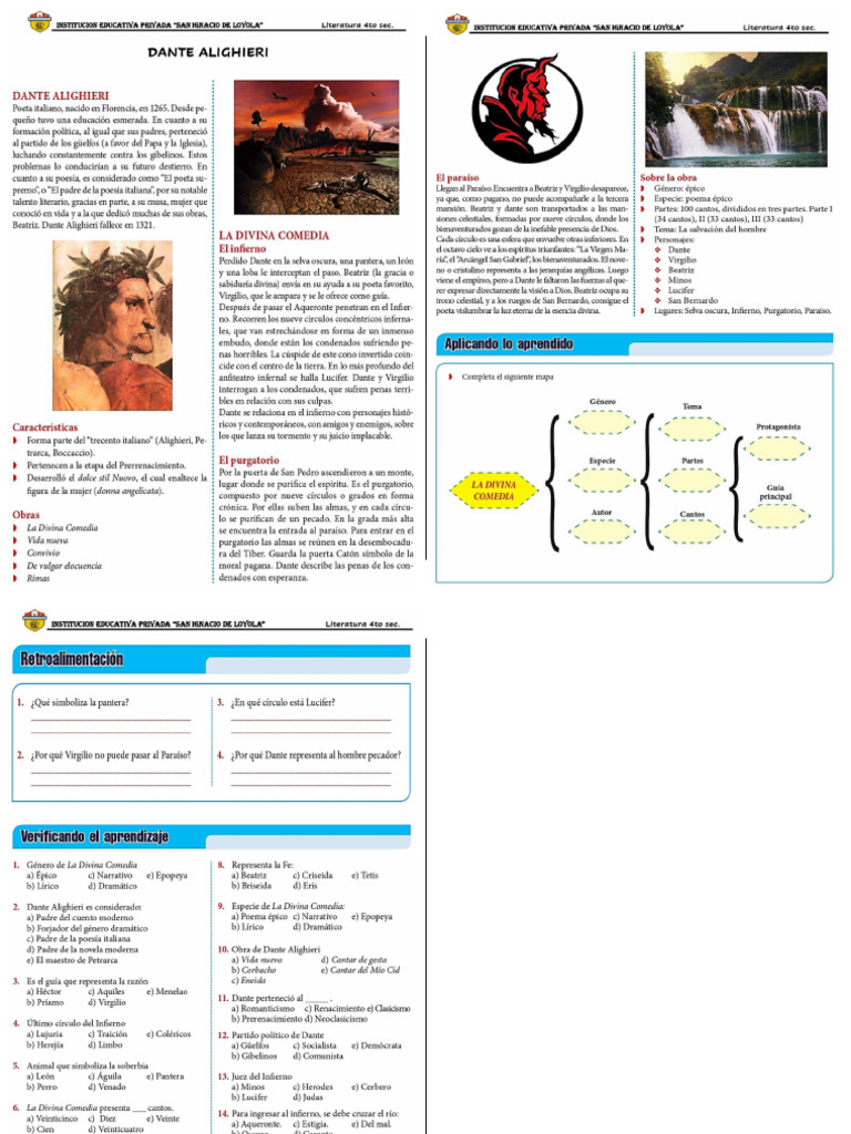 FICHA 4TO LIT. DANTE | PDF