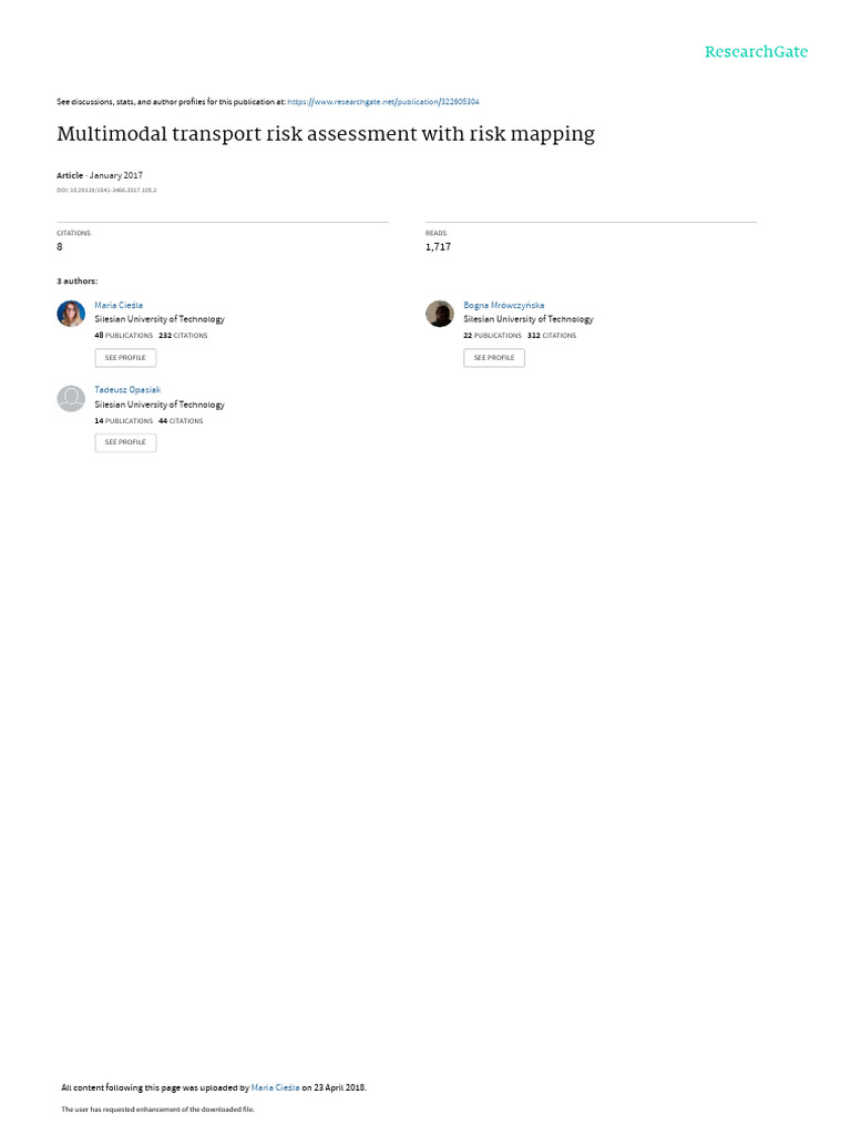 Multimodal Transport Risk Assessment With Risk Map | PDF | Risk | Risk ...