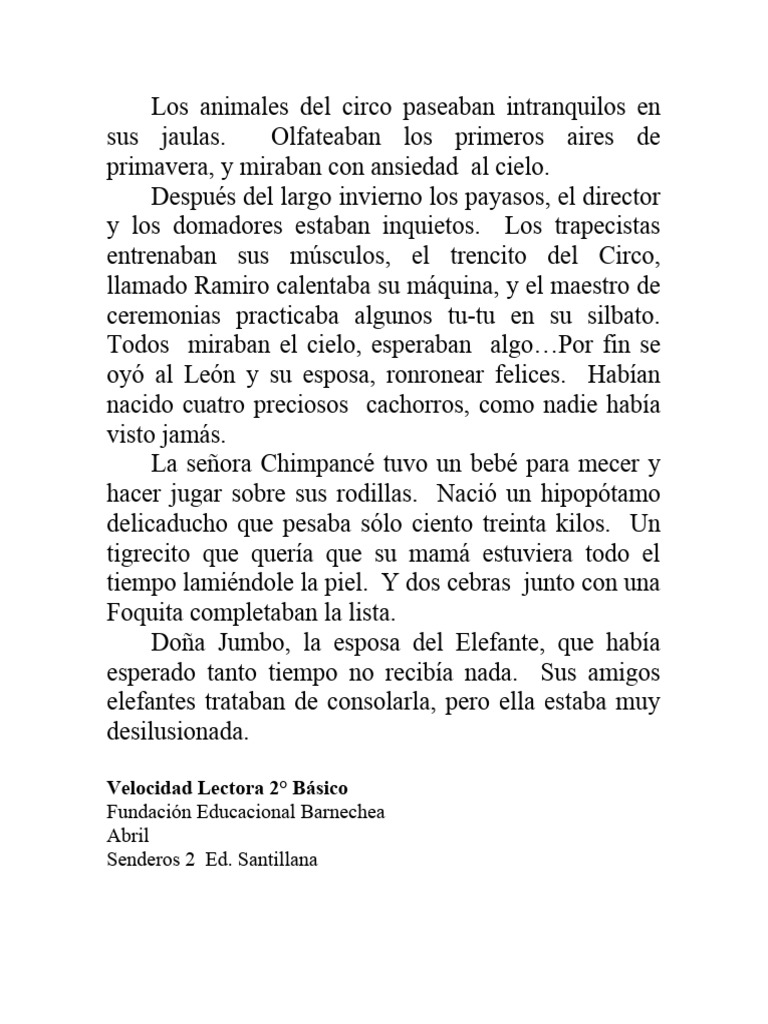 ABRIL 2° Los Animales Del Circo | PDF | Lugares de entretenimiento