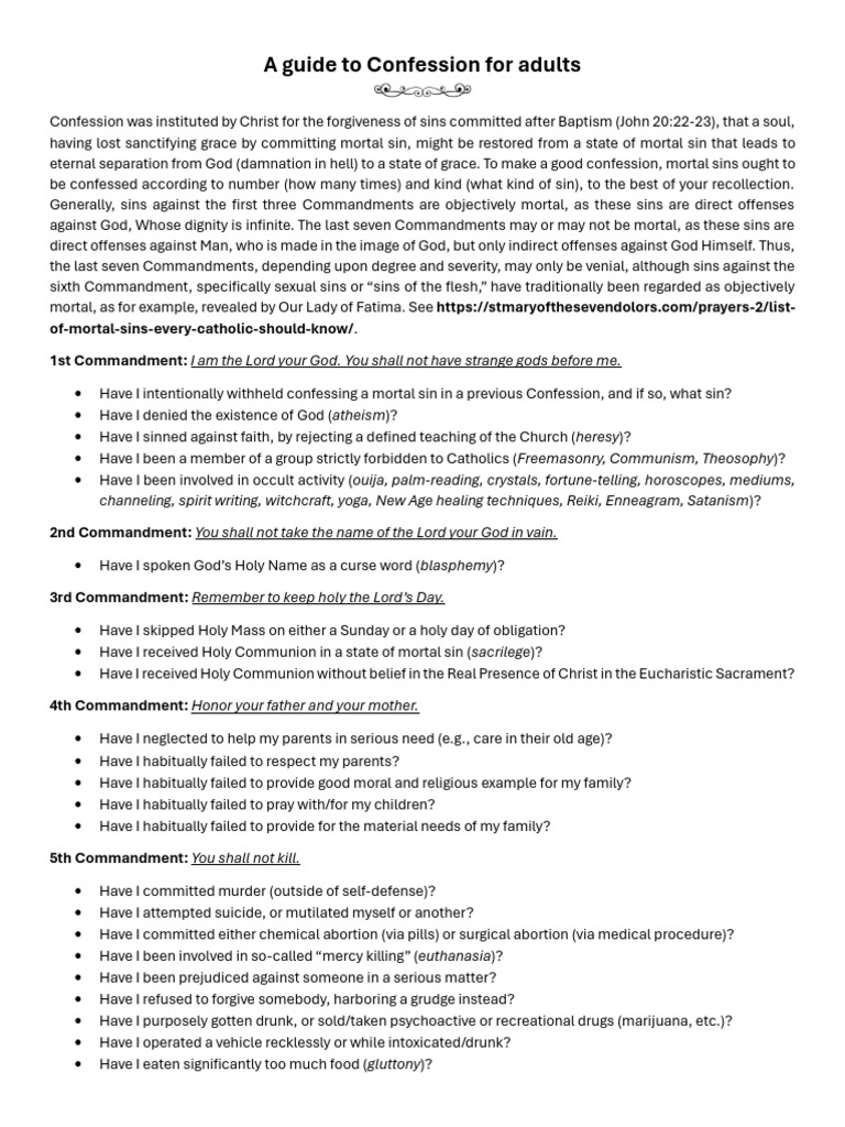 A Guide To Confession For Adults (For Back-To-back Printing) | Download ...