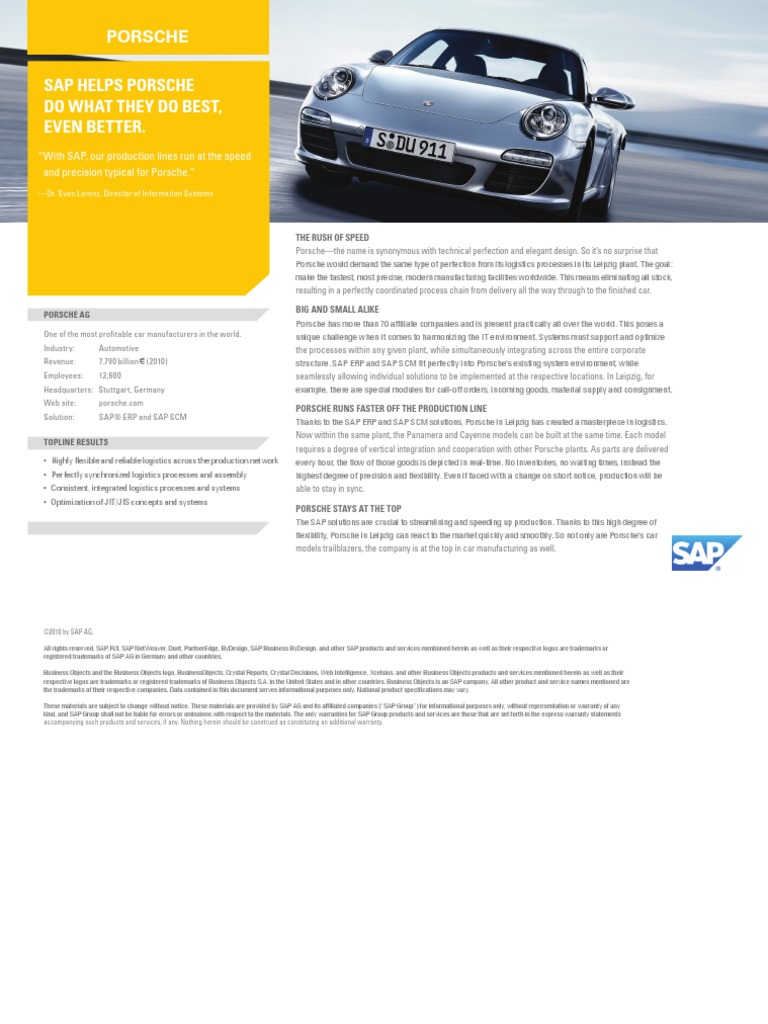Porsche Casestudy | PDF | Supply Chain Management | Sap Se