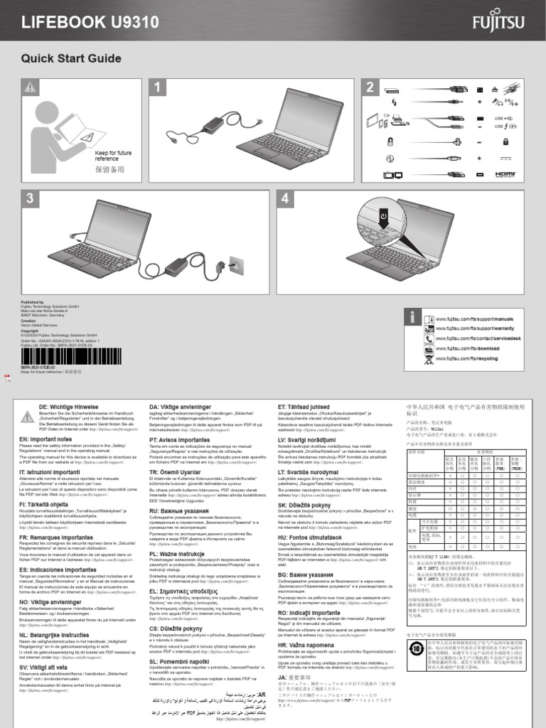 Fujitsu LIFEBOOK U9310 Life Guide | PDF