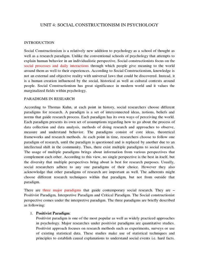 Understanding Social Constructionism in Psychology | PDF | Social ...