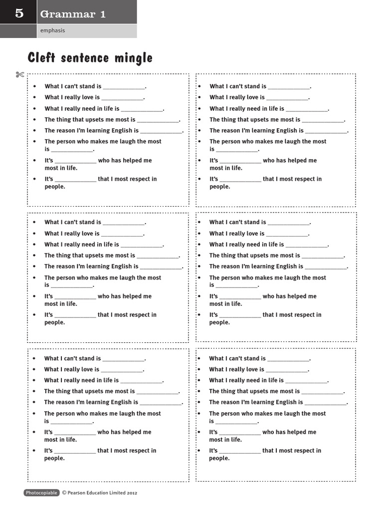 Cleft Sentence Mingle | PDF | Question | Human Communication