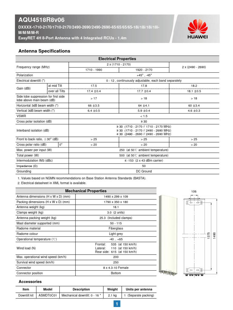 ANT-AQU4518R8v06-1444-001 Datasheet | PDF | Antenna (Radio) | Decibel