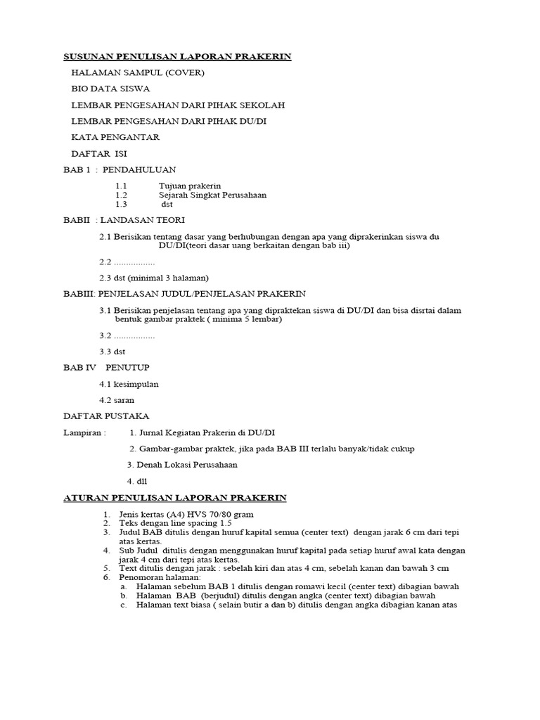 Susunan Penulisan Laporan Prakerin | PDF | Kajian Bahasa Asing