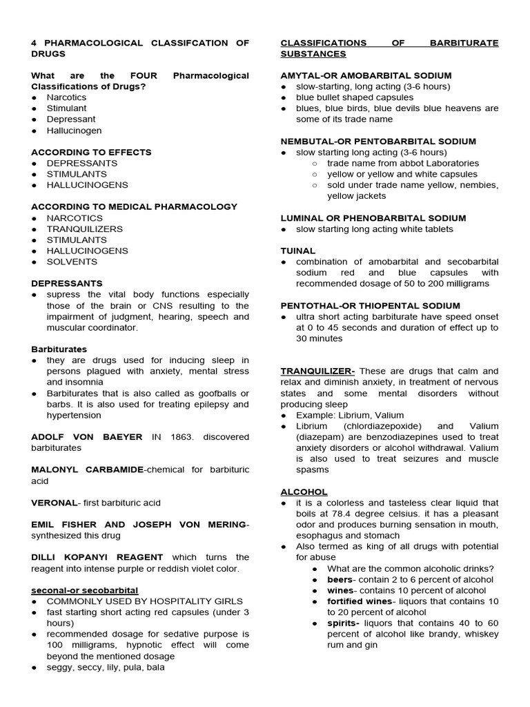 Classification of Drugs | PDF | Methamphetamine | Stimulant