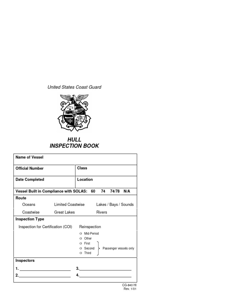 Cg-840 Hull Inspection Book | PDF