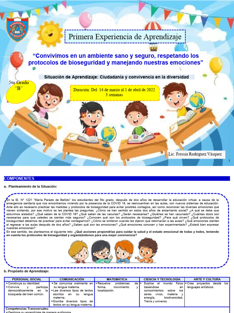 1era Experiencia de Aprendizaje - del 14 de marzo al 1 de abril | PDF | Aprendizaje | Las emociones